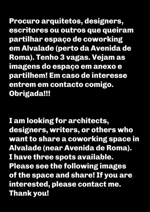 Espaço de coworking em Alvalade Alvalade • OLX.pt
