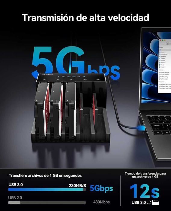 Stacja dokująca do dysków twardych 5-Bay SATA USB 3.0 HDD Dock do 90TB ...