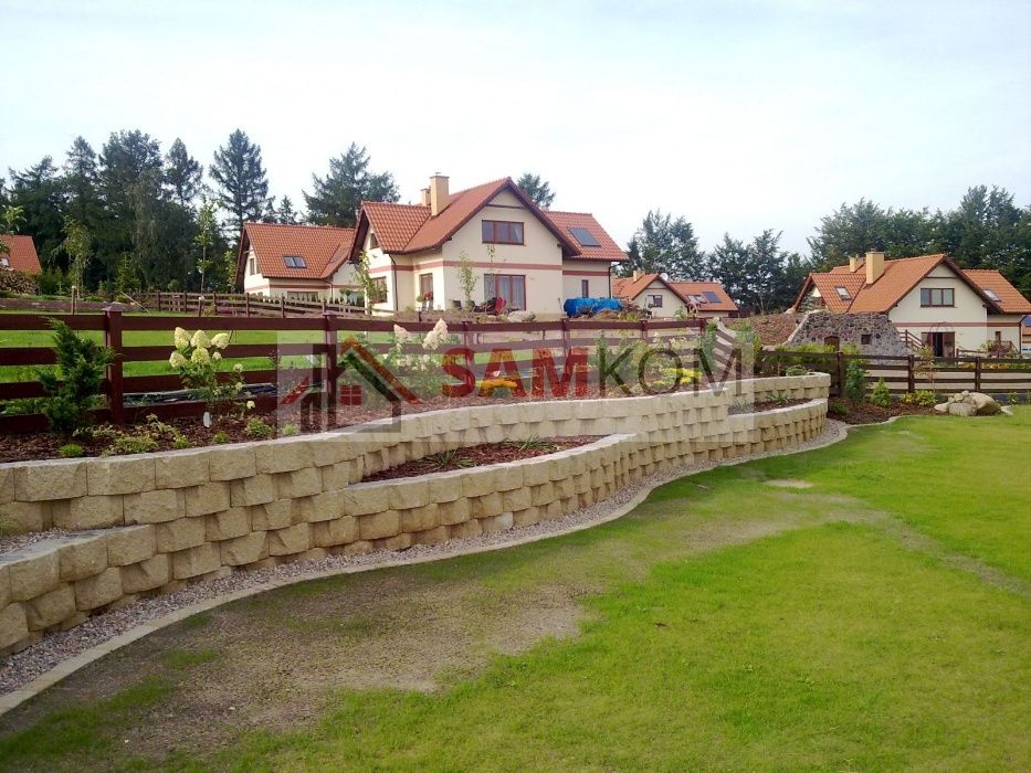 Pustak oporowy skarpowy mur murek ogrodowy łupany łukowy gazon grafit ...