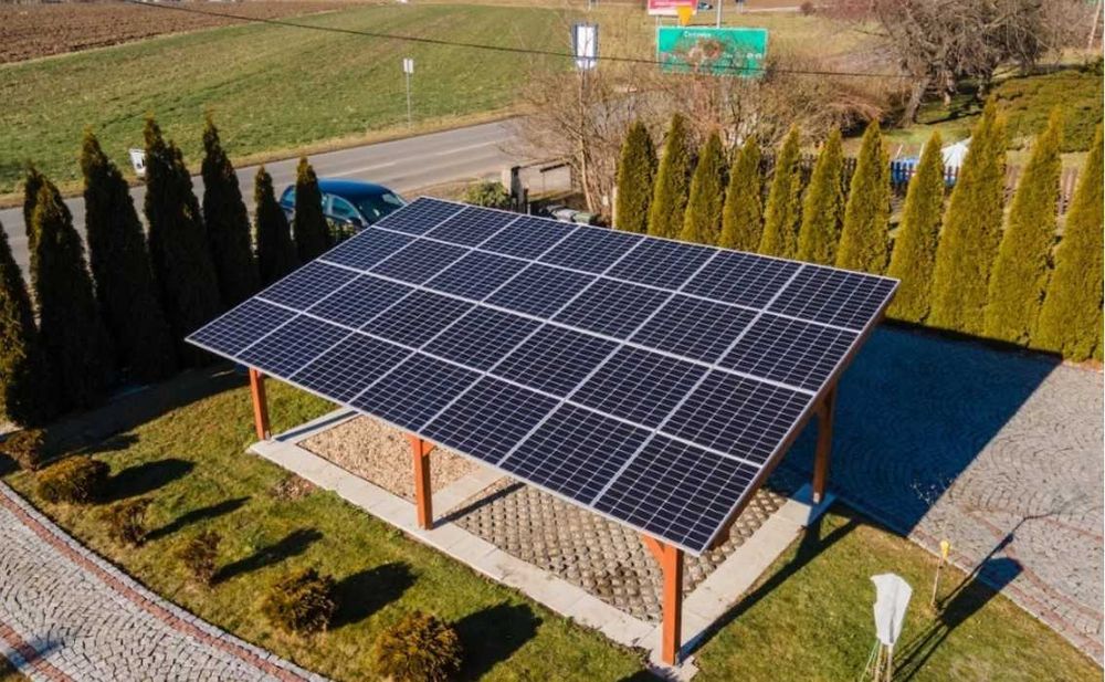 Wiata drewniana 2-stanow. z panelami fotowoltaicznymi 10 kW bez blachy Radziszów • OLX.pl