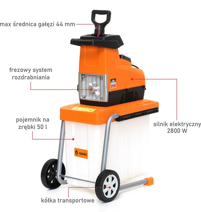 Rozdrabniacz do gałęzi, rębak ogrodowy GATEC GT 244P RE - 2800W Skierniewice • OLX.pl