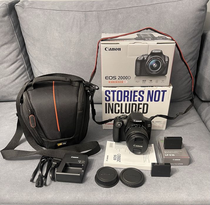Canon EOS 2000D + obiektyw EF-S 18-55mm IS + 2x bateria + pokrowiec ...