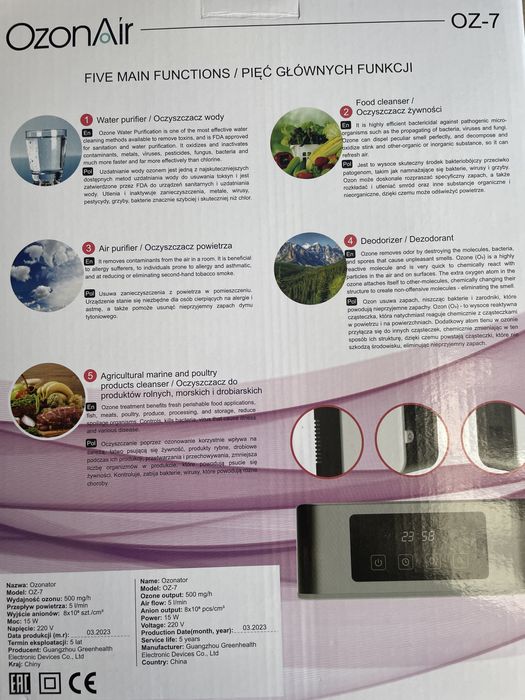 OzonAir OZ-7 Ozonator powietrza i wody Sadłowo • OLX.pl