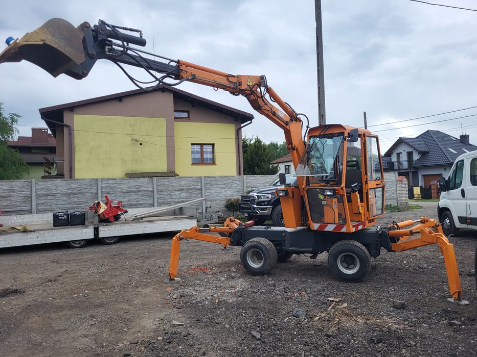 Mini koparka kołowa boki 4x4 wspomaganie diesel super stan zamiana ...