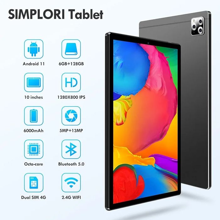 SIMPLORI Android Tablet de 10 polegada + teclado sem fio São Domingos ...
