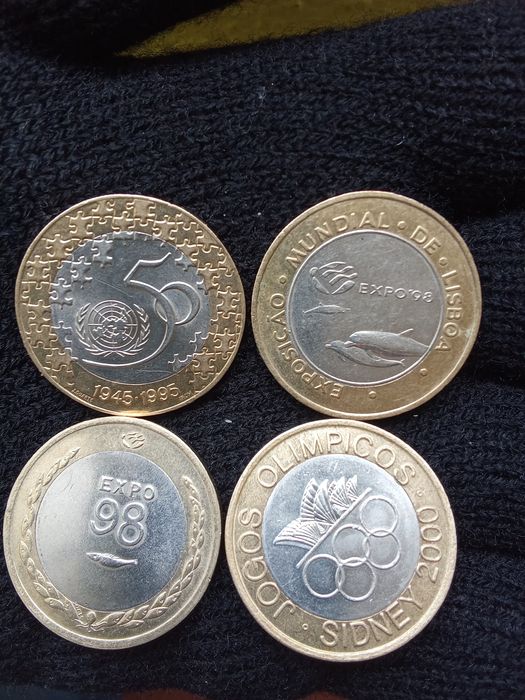Moedas (4) Comemorativas Bi-Metálicas de 200 Escudos Almada, Cova Da ...