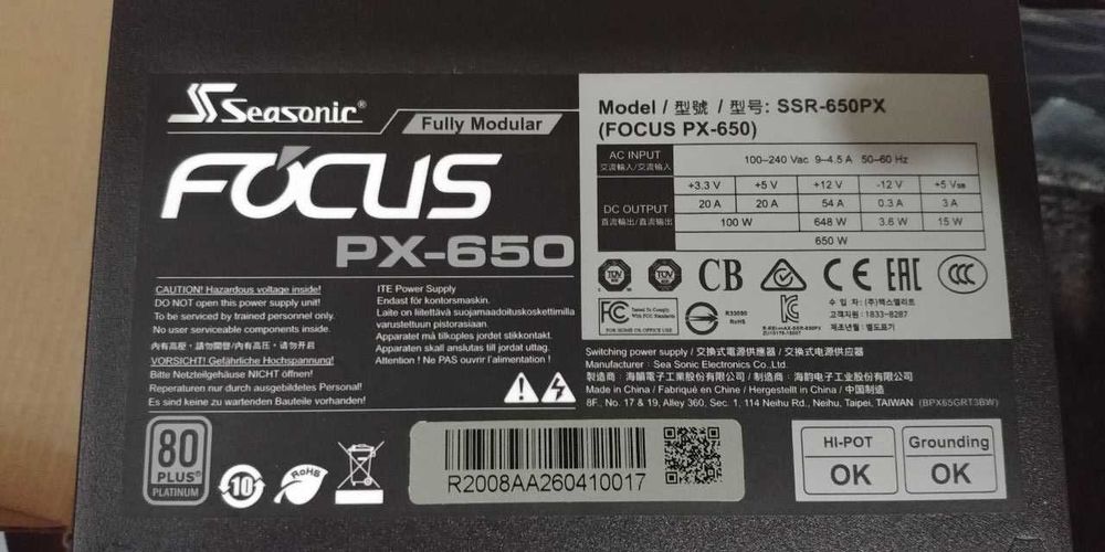 SeaSonic Flex PX-650 Platinum. SSR-650PX БЖ-БП. ATX блок питания: 3 400 ...