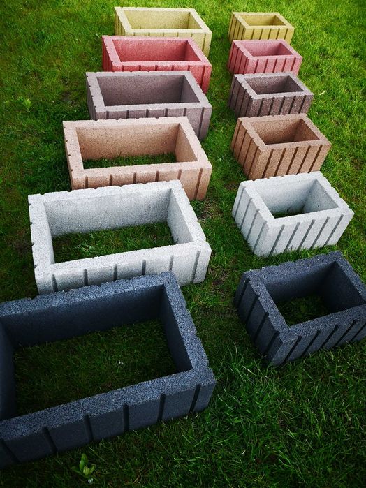 Gazony betonowe 40x28x20h. donice ogrodowe doniczki ogrodzenia pustaki ...