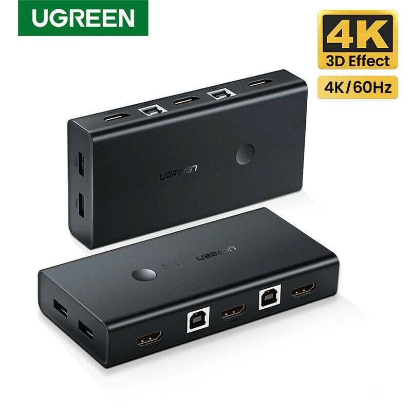 KVM переключатель на 2 компьютера HDMI Switch USB хаб 4K 60Гц Ugreen: 2 ...