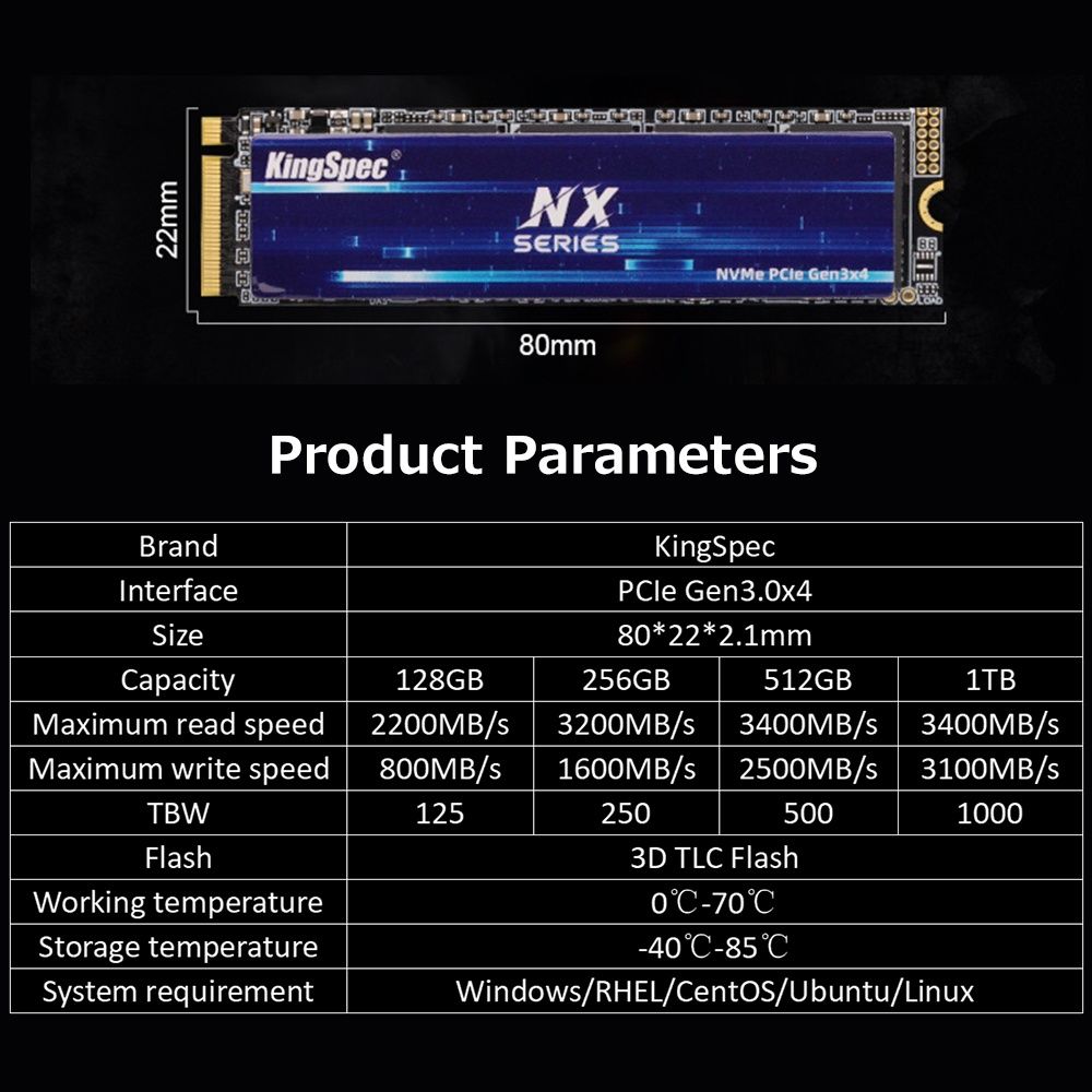 New! Ssd M2 NVMe 256Gb Kingspec NX 512gb м.2 1tb PCIe 3.0 2tb 2280 ПК ...