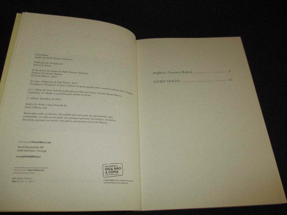 Livro Sexto Sophia de Mello Breyner Andresen 1ª edição Parque das ...