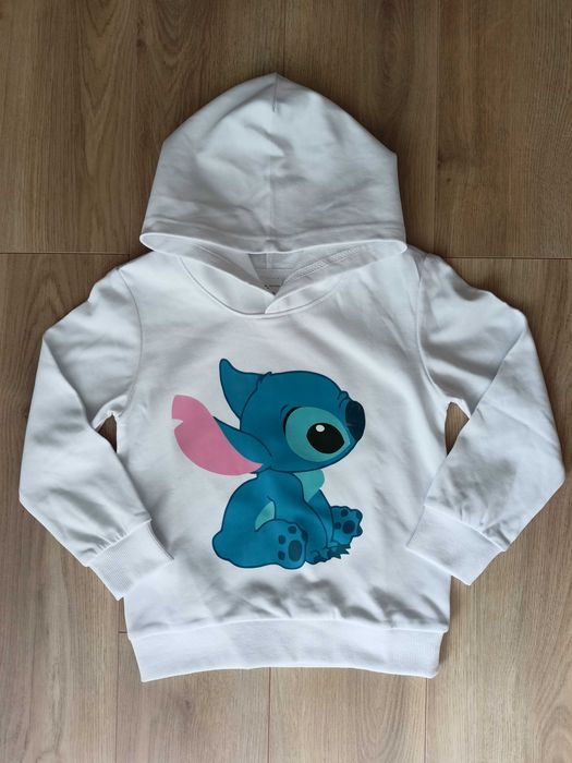 Bluza bawełniana z kapturem Stitch Disney biała bawełna 110 Mrozy • OLX.pl