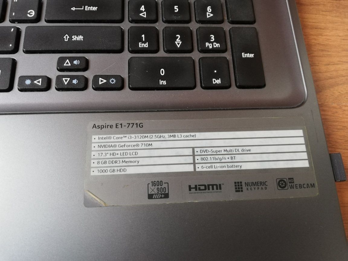 Ноутбук Acer Aspire E1-771G, 17"дюймов: 8 900 грн. - Ноутбуки Київ на Olx
