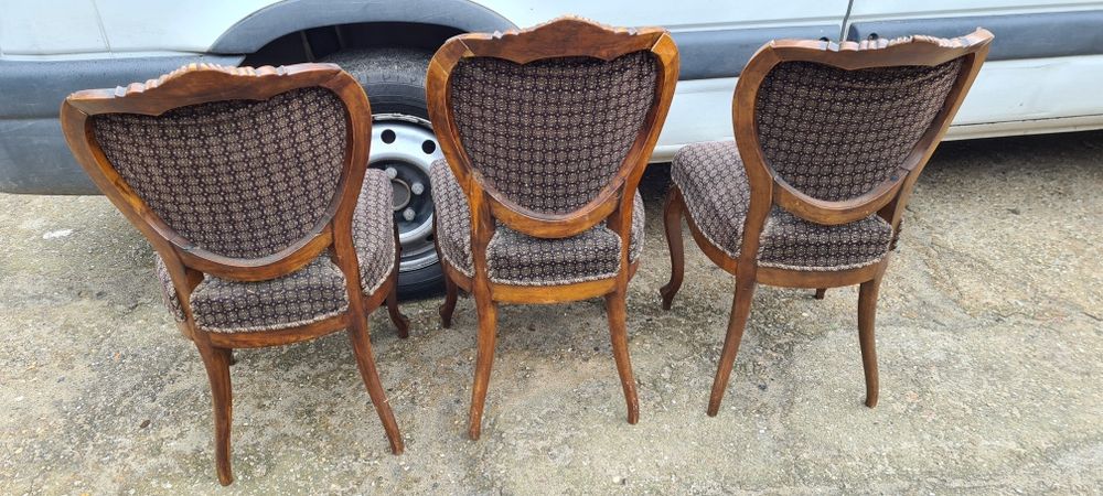 3 krzesła antyczne medaliony do sklejenia korony ludwik styl Wiedenski ...