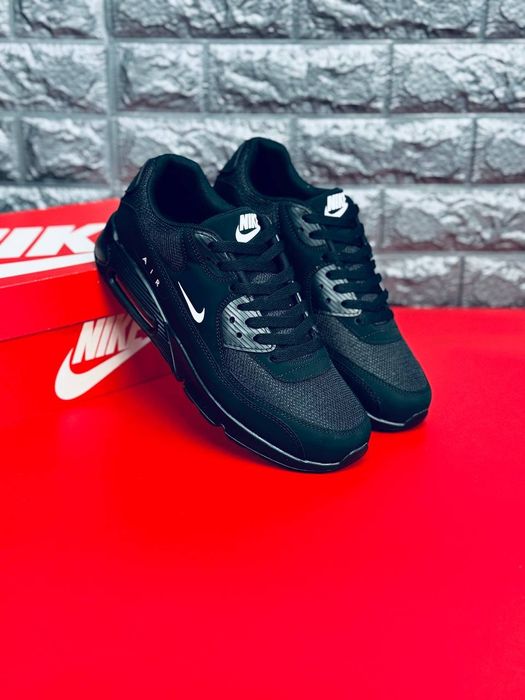 Мужские Кроссовки Nike Air Max 90 Черные Кожаные Кроссовки Найк: 1 399 ...