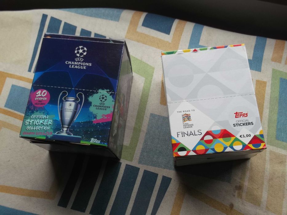 Caixas vazias de cromos+poster e saquetas Carregosa • OLX Portugal