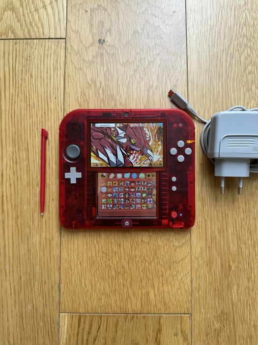 2DS Transparent Red (Modded, Todos Pokemon/ Mario/ Zelda/ Inazuma ...