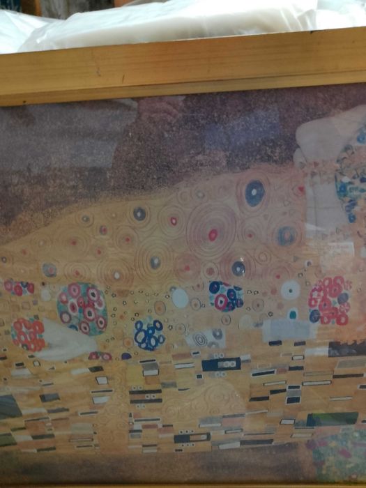 Stary plakat w ozdobnej ramie Klimt Pocałunek obraz duży wymiar 100x70 ...