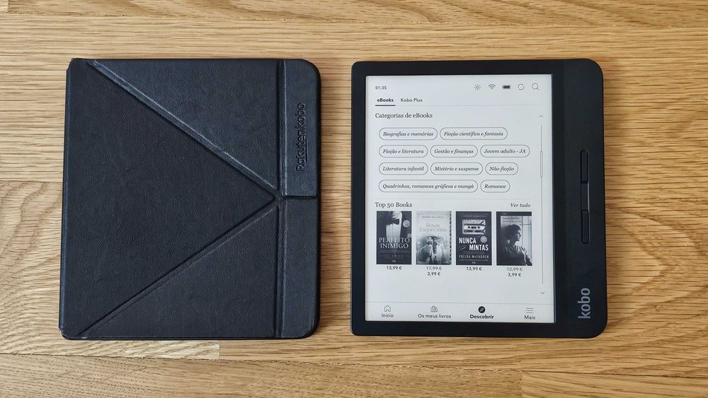 Leito de e-Books Rakuten Kobo Libra H2O + Capa Original de Couro Parque ...