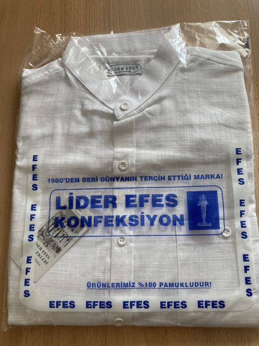 Koszula męska biała kr rękaw, stójka, Lider Efes Turcja, nowa, rozm. L ...