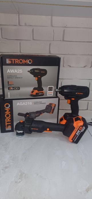 Аккумуляторная болгарка Stromo AGA216 и гайковерт Stromo AWA25 набор: 3 950 грн ...