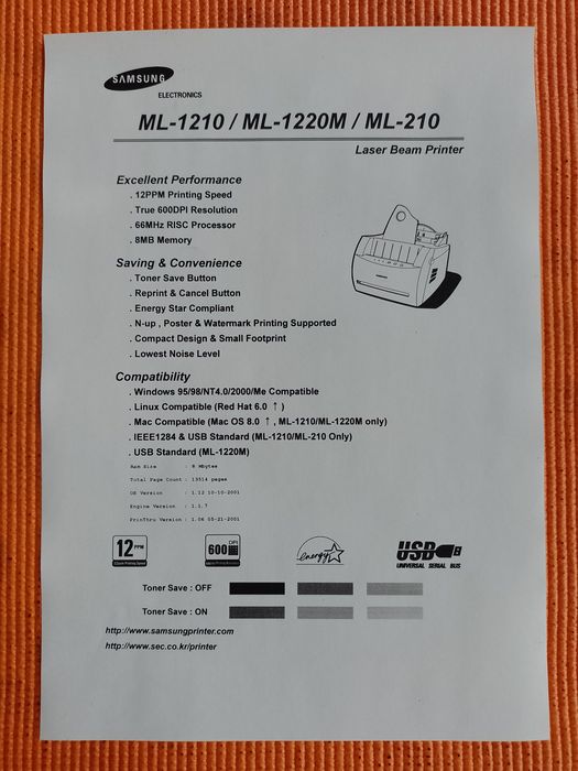 Принтер лазерный Samsung ML-1210: 2 000 грн. - Периферійні пристрої ...