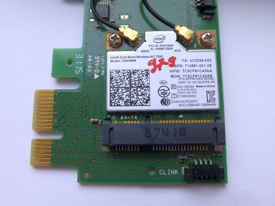Karta sieciowa Intel Dual Band AC 7260 HMW Dell 02KHRD PCI-E WiFi + BT ...