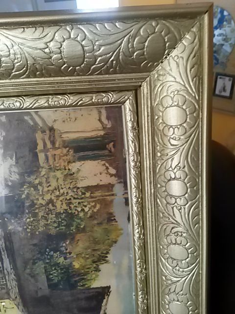 Stara rama do obrazu- wraz z reprodukcją rama po renowacji . Kościan ...