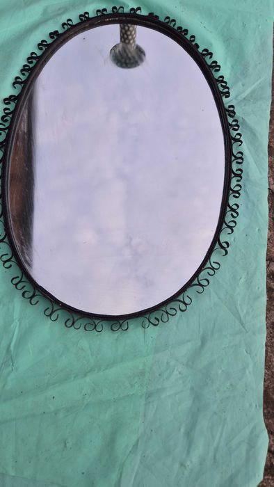 Lustro elipsa antyczne wiszące PRL robota ręczna hand-made Warszawa ...