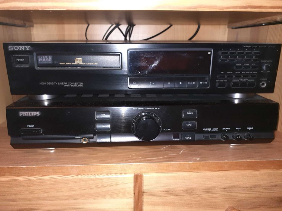 Wzmacniacz Philips FA741 Amplifier +Odtwarzacz Sony CDP-311 CD Player ...