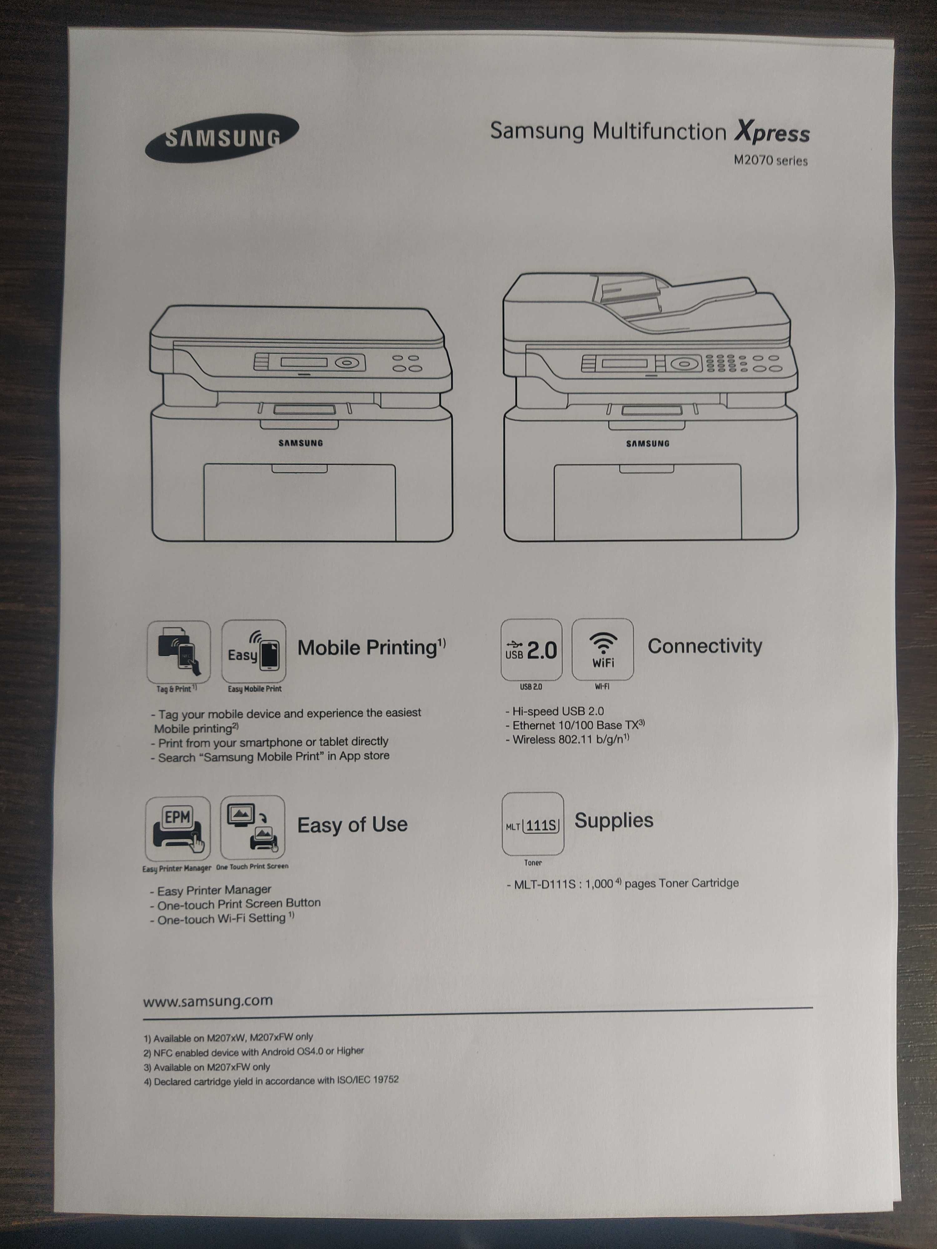 Лазерний принтер Samsung Xpress M2070W з WI-FI та NFC: 4 600 грн ...