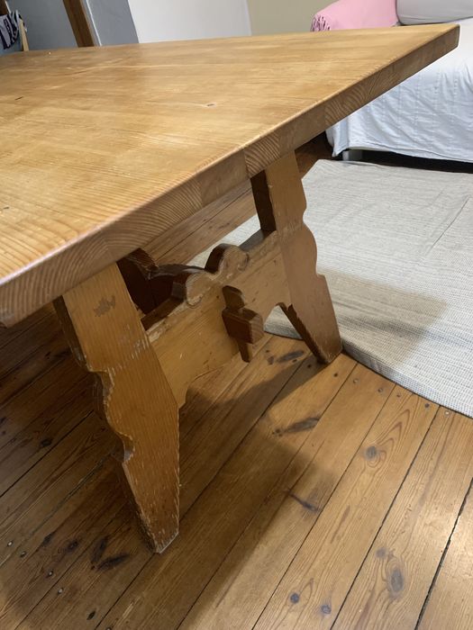 Zabytkowy drewniany stół Cepelia bardzo stabilny i ciężki Gliwice ...