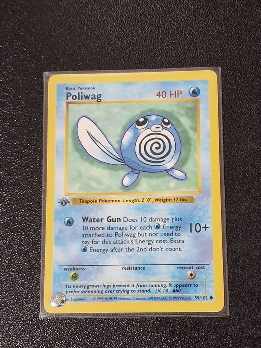 Pokemon Carta 1st Edition Shadowless Poliwag Base Set Algueirão-Mem ...