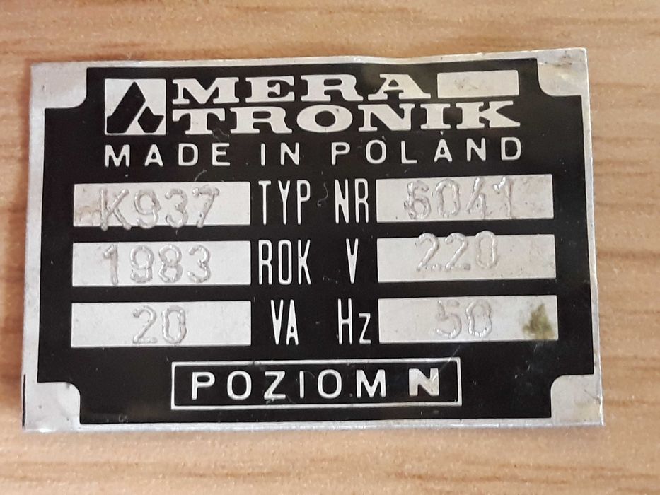 Zabytkowa tabliczka znamionowa meratronik k937 Bydgoszcz • OLX.pl