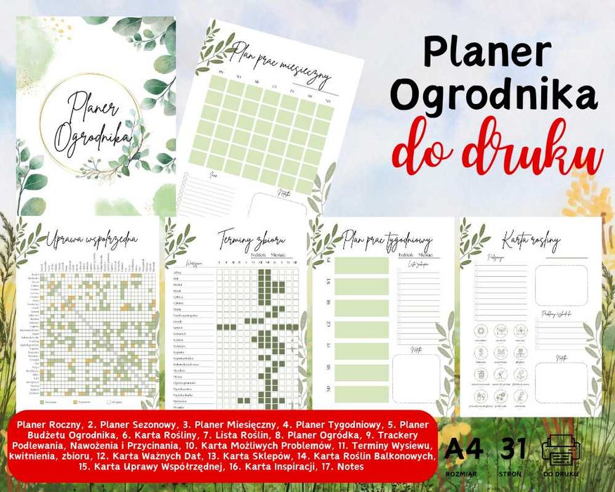 Planer ogrodnika do druku pdf Markowa • OLX.pl