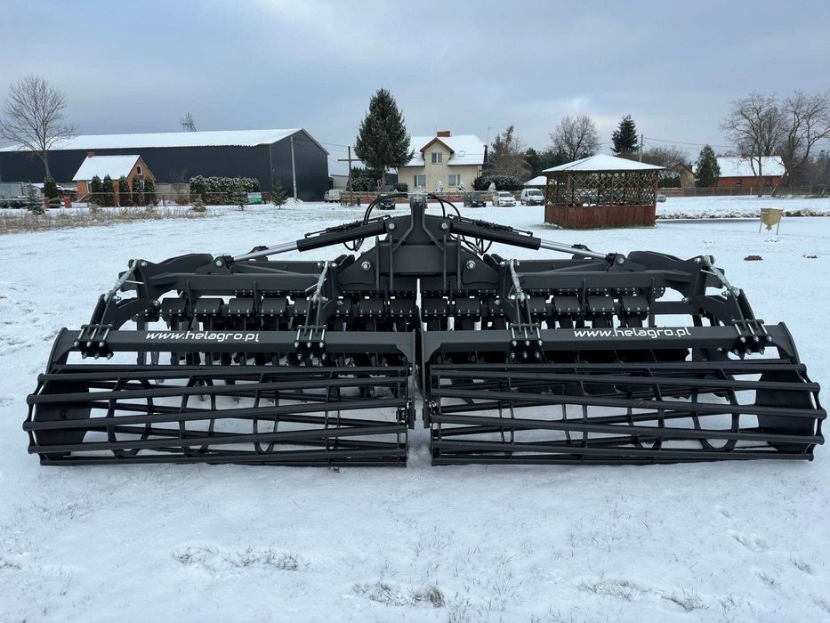 Brona talerzowa hydrauliczna 5 m HELAGRO zawieszana/z wózkiem. NOWOŚĆ ...