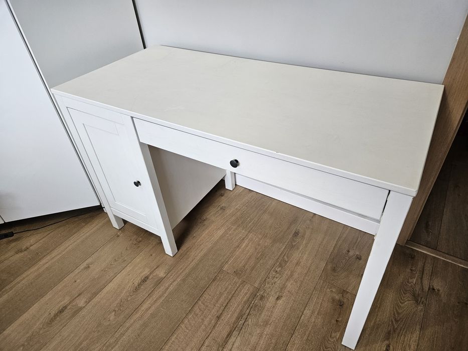 Biurko Hemnes IKEA, drewniane, białe Łódź Górna • OLX.pl