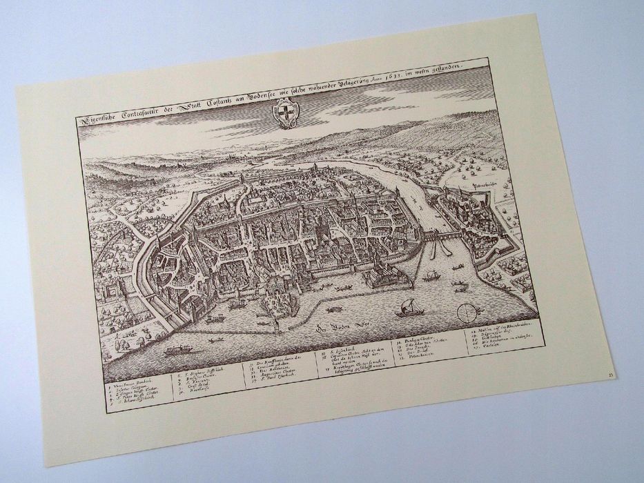 Stara mapa grafika widok miasta papier czerpany 25 Bielawa • OLX.pl