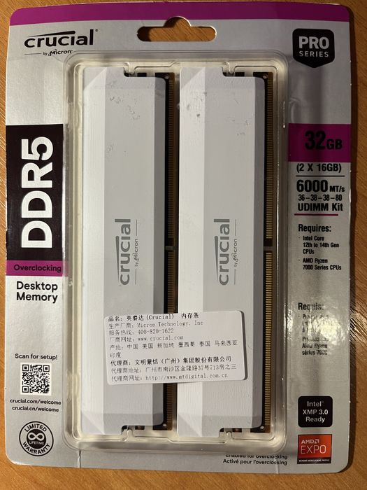 Оперативная память Crucial Pro DDR5 RAM 32GB Kit (2x16GB) CL36 6000MHz ...