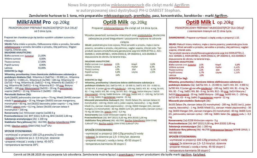 Pakiet dla cieląt: preparaty mlekozastępcze+MUSLI+CJ gran. - MIX 1,1t Stary Widzim • OLX.pl