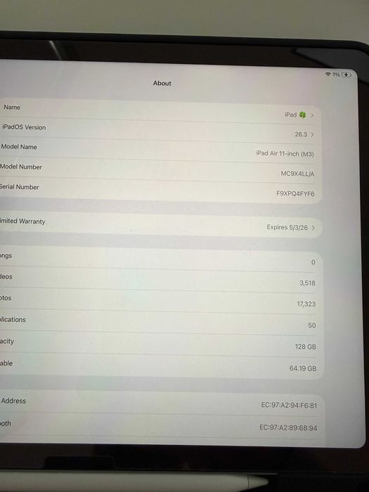 IPad Air 11" 128GB (M3) + Apple Pencil Santo António • OLX.pt