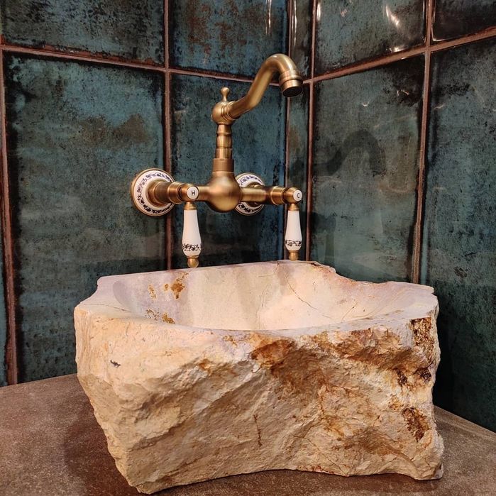 Смеситель настенный бронза черный Ретро лофт раковина из камня мрамор ...