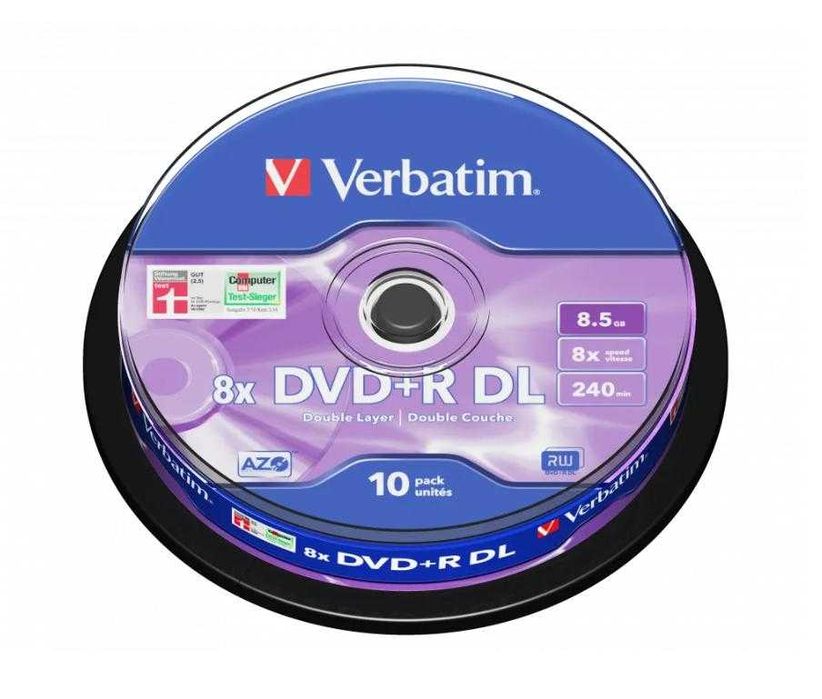 Verbatim DVD+R DL 8.5 GB 8x Cake 10 шт: 400 грн. - CD / DVD / Платівки Київ на Olx