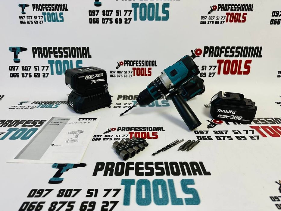 Акумяторний Шуруповерт Makita DHP485 36/8A Аккумуляторный Шурупокрут: 3 ...