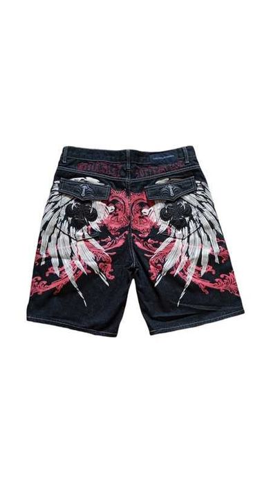 Jorts baggy ze skrzydłami opium affliction y2k drip rap swag jeans new ...
