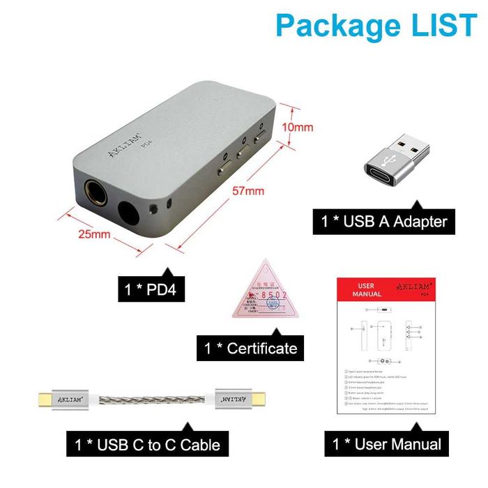 Портативный цап усилитель для наушников AkLIAM PD4 CRYSTEK DAC AMP DSD ...