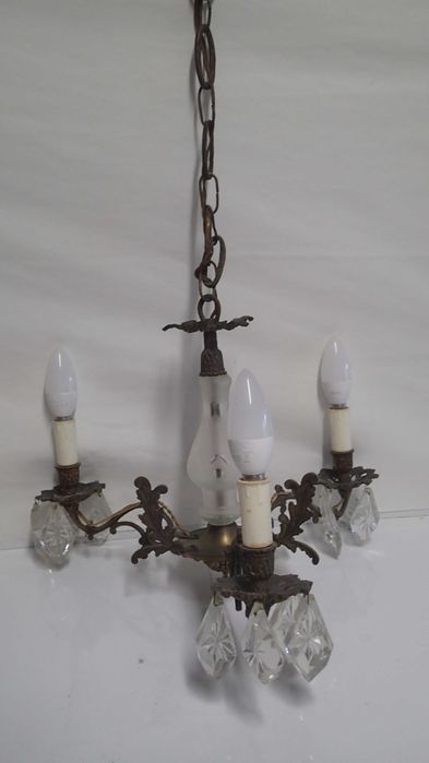 Candeeiro antigo em Bronze e vidro Carnide • OLX.pt