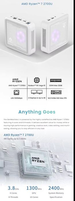 Мини-ПК Gemachine Lighte AMD Ryzen 7 2700U 8Гб/256Гб: 5 500 грн ...