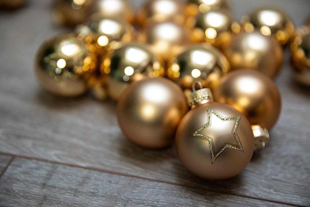 KREBS & SOHN Zestaw 20 złotych szklanych bombek choinkowych Chojnice ...