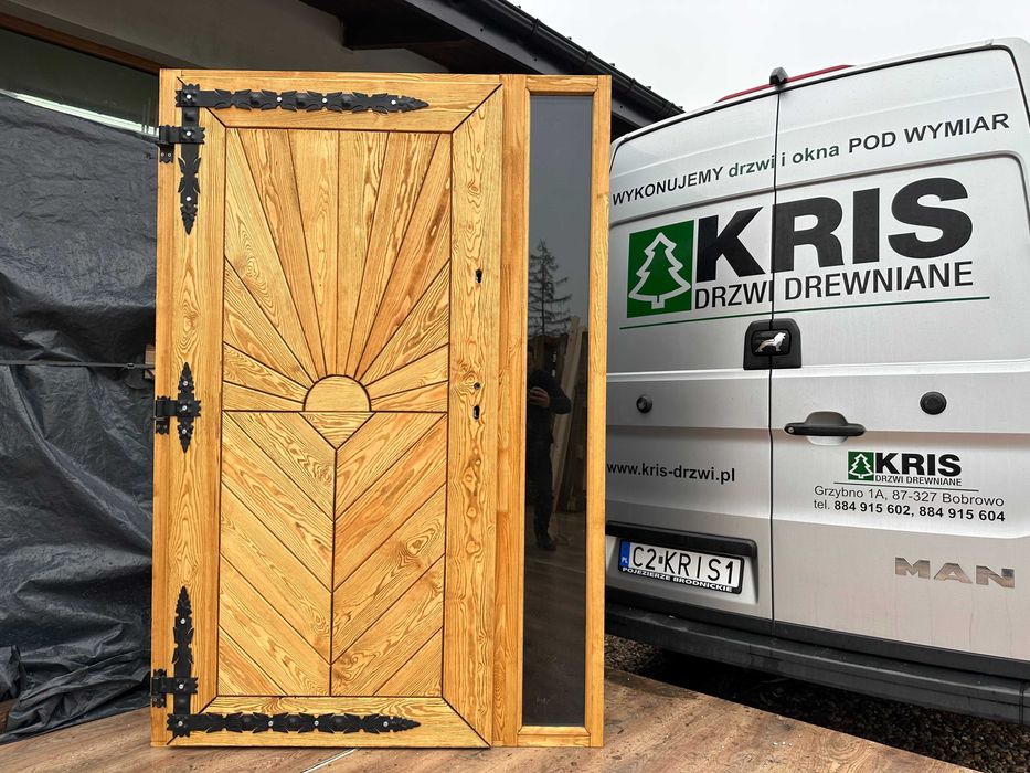 Drzwi drewniane zewnętrzne OD RĘKI szczotkowane , postarzane NA WYMIAR ...